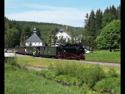 Preßnitztalbahn ✮ Pfingsten 2019 ✮ 99 1715-4 Abfahrt Haltepunkt Schlössel ✮ 9. Juni 2019