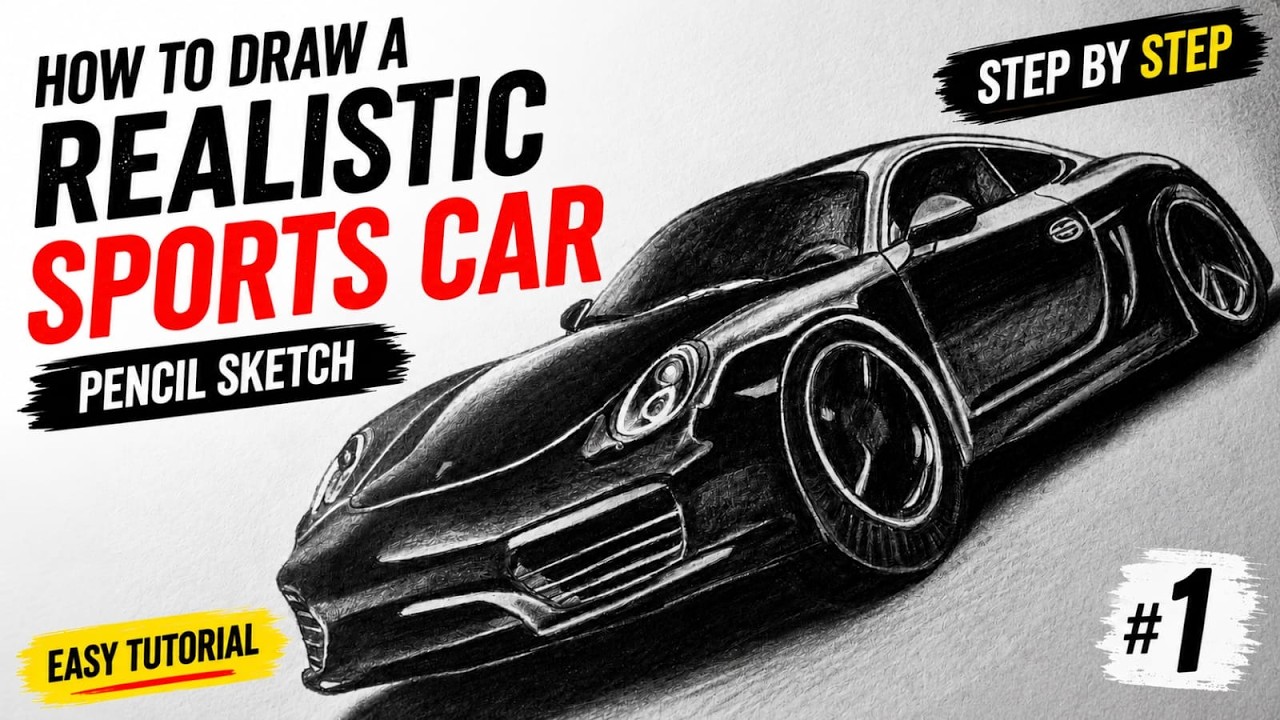 How to Draw a Realistic Sports Car | Pencil Sketch Tutorial Step by ...