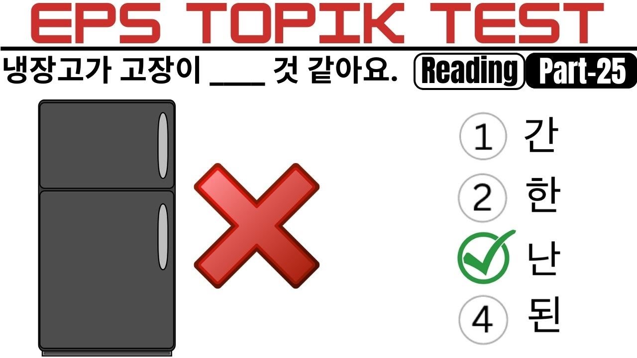 EPS TOPIK Reading Test Part-25 | Learn Korean For Beginners | English ...