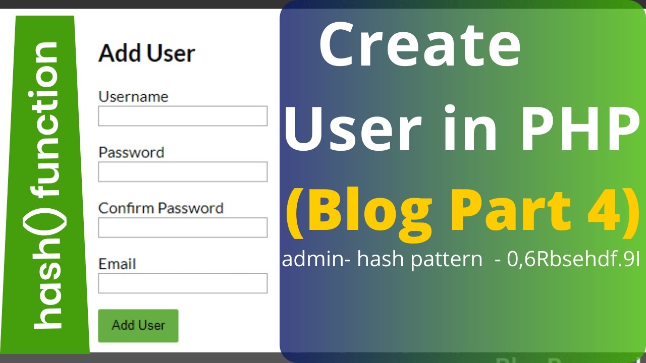 User registration using a hash function in PHP with Mysql DB | SignUp in PHP in Hindi blog part ...