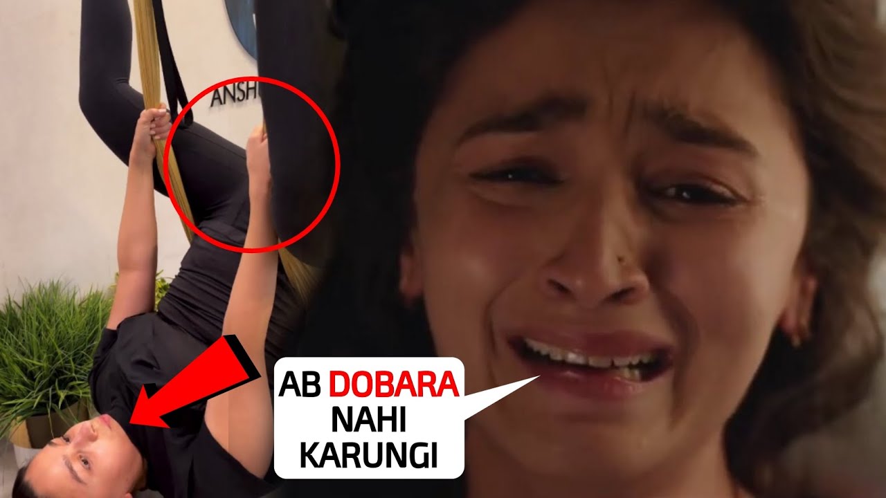 Yoga gone Wrong😲 Alia Bhatt falls down badly while doing hard Aerial yoga after C-section ...