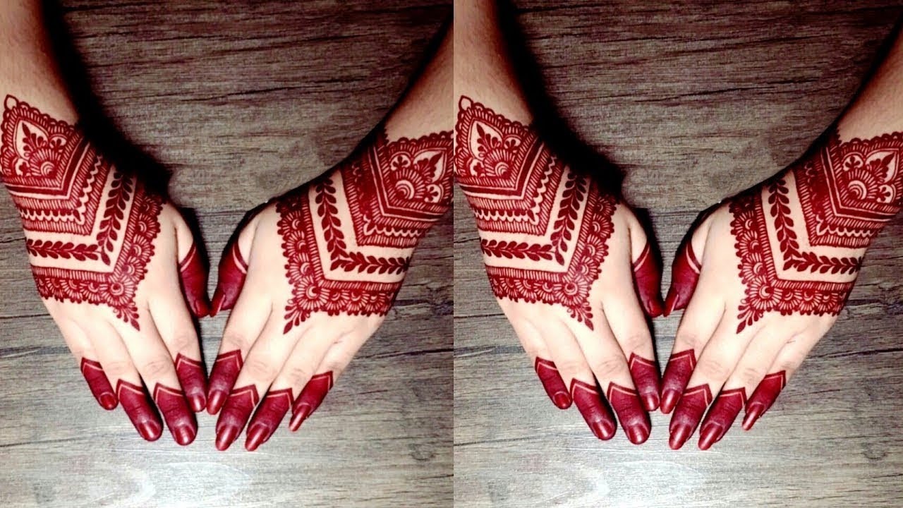 सुंदर लाल मेहंदी | Very Different Style Red Mehndi Design | Beautiful ...