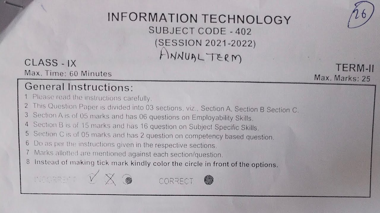 class 9 it paper term 2 ll 23/04/2022 ll information technology ll ...