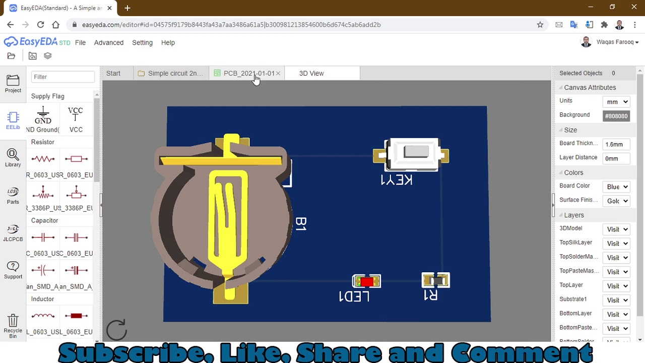 How to make 2 layer PCB design with Easy EDA Designer - YouTube