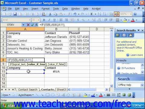 Excel 2003 Tutorial Logical Functions Microsoft Training Lesson 30.3 ...