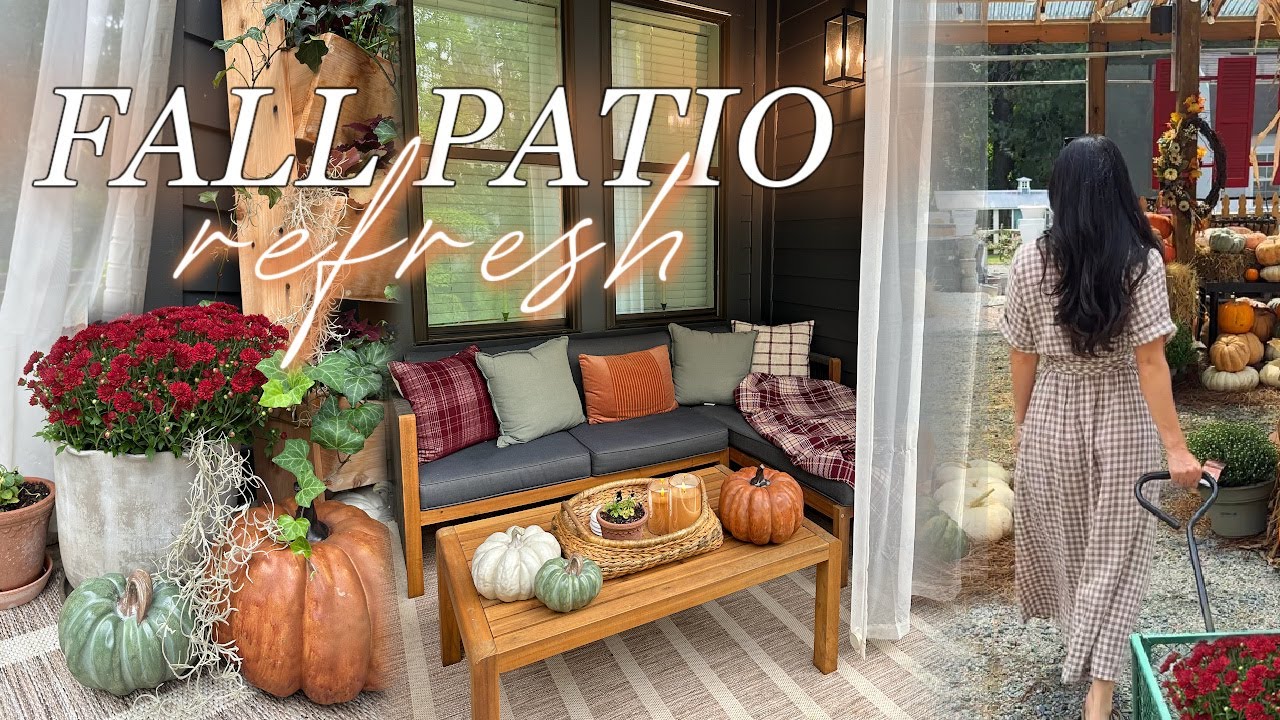🍁Cozy Fall Patio Refresh | Fall Patio Makeover | Outdoor Fall ...