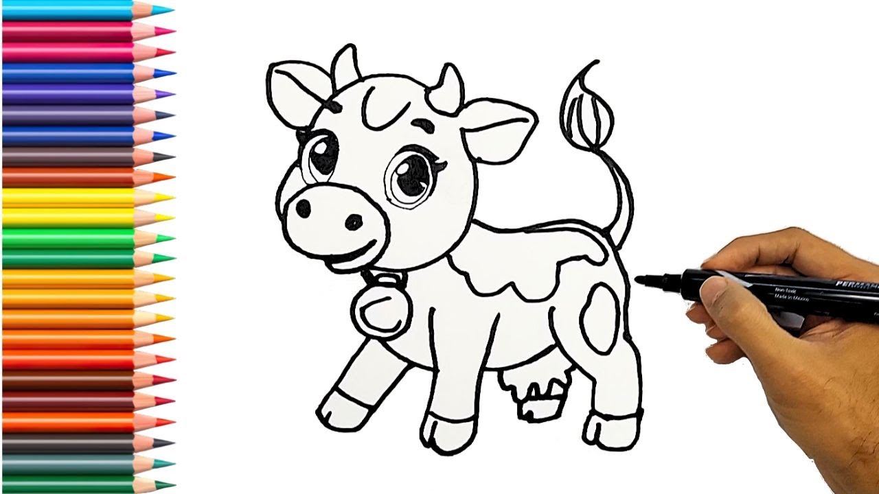 How to Draw a Cute Cow 🐄 | Fun and Easy Drawing for Kids! 🎨 - YouTube