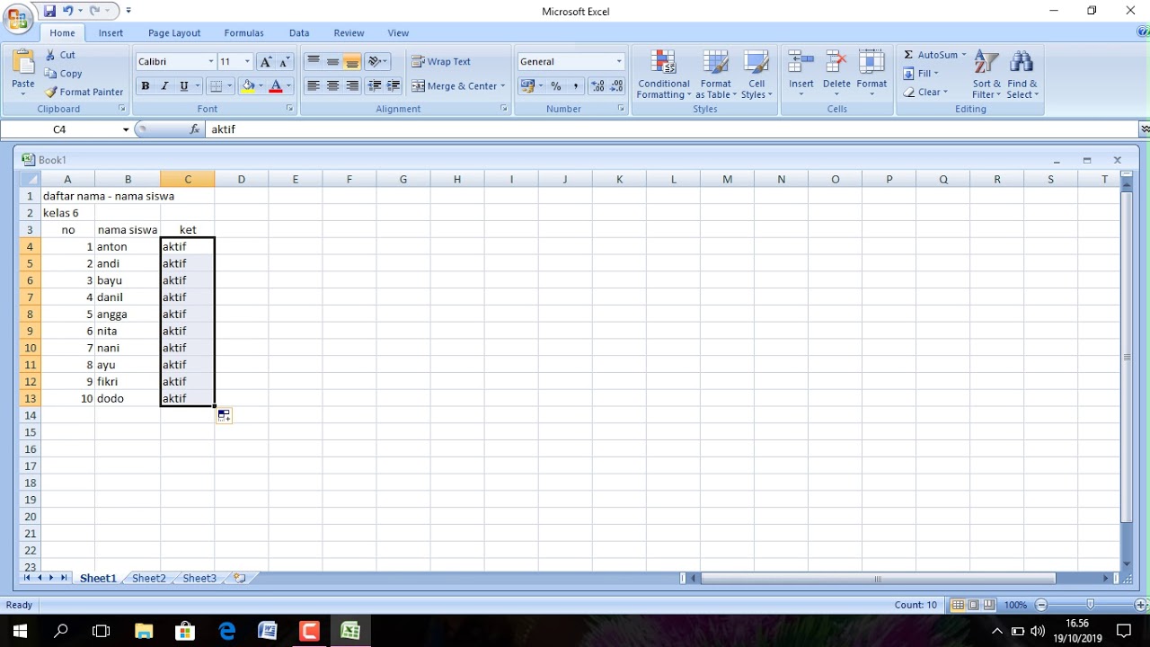 Tutorial Membuat Tabel Pada Microsoft Excel - YouTube