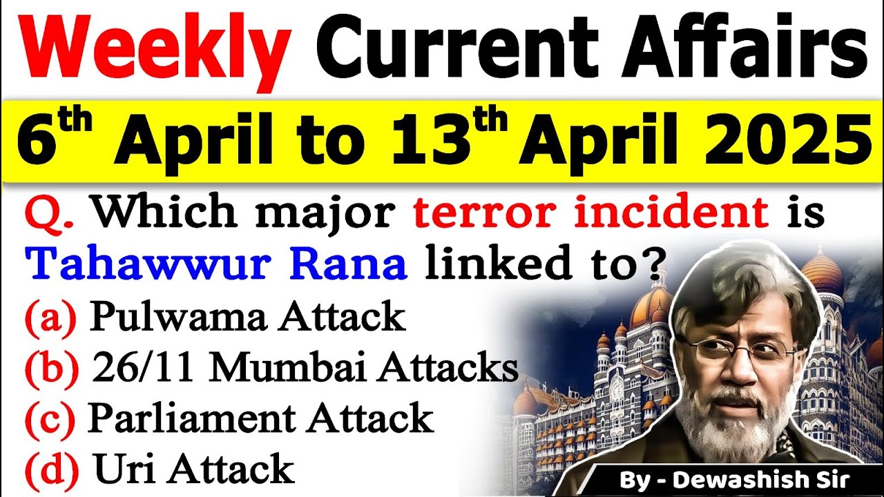 6th April to 13th April 2025 | April 2025 Weekly MCQ Current | Current ...