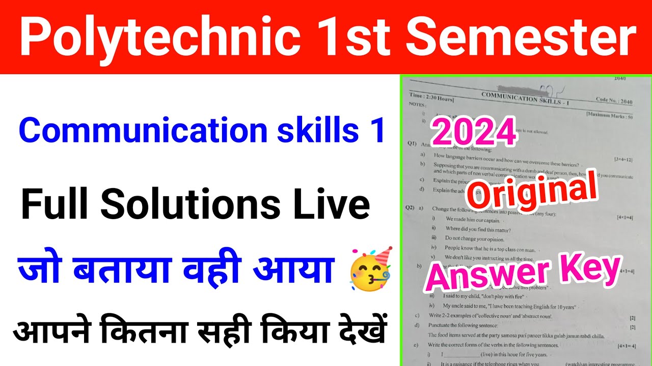 Communication Skills 1 | Original Paper | Question Solution | Up ...