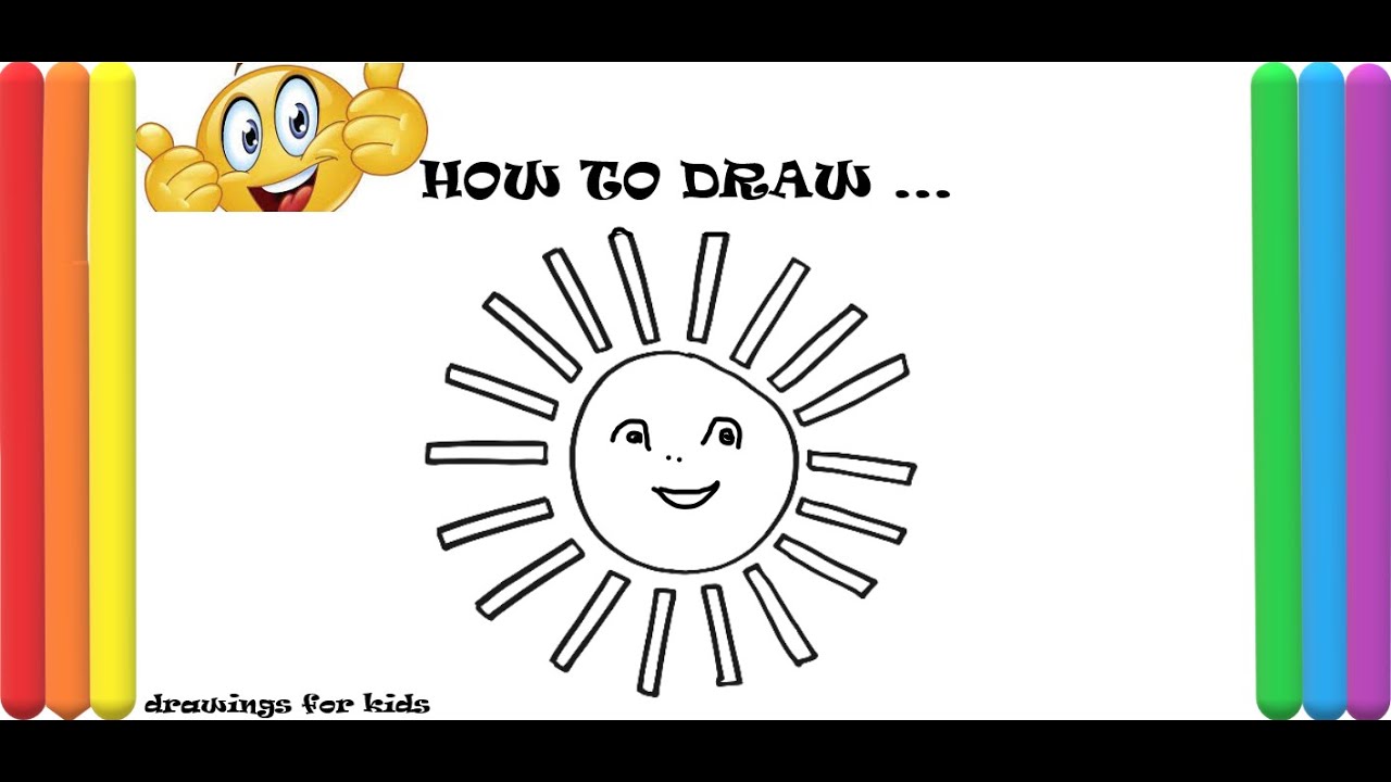 How to draw the sun.Very easy drawing for kids!/Como dibujar el sol ...
