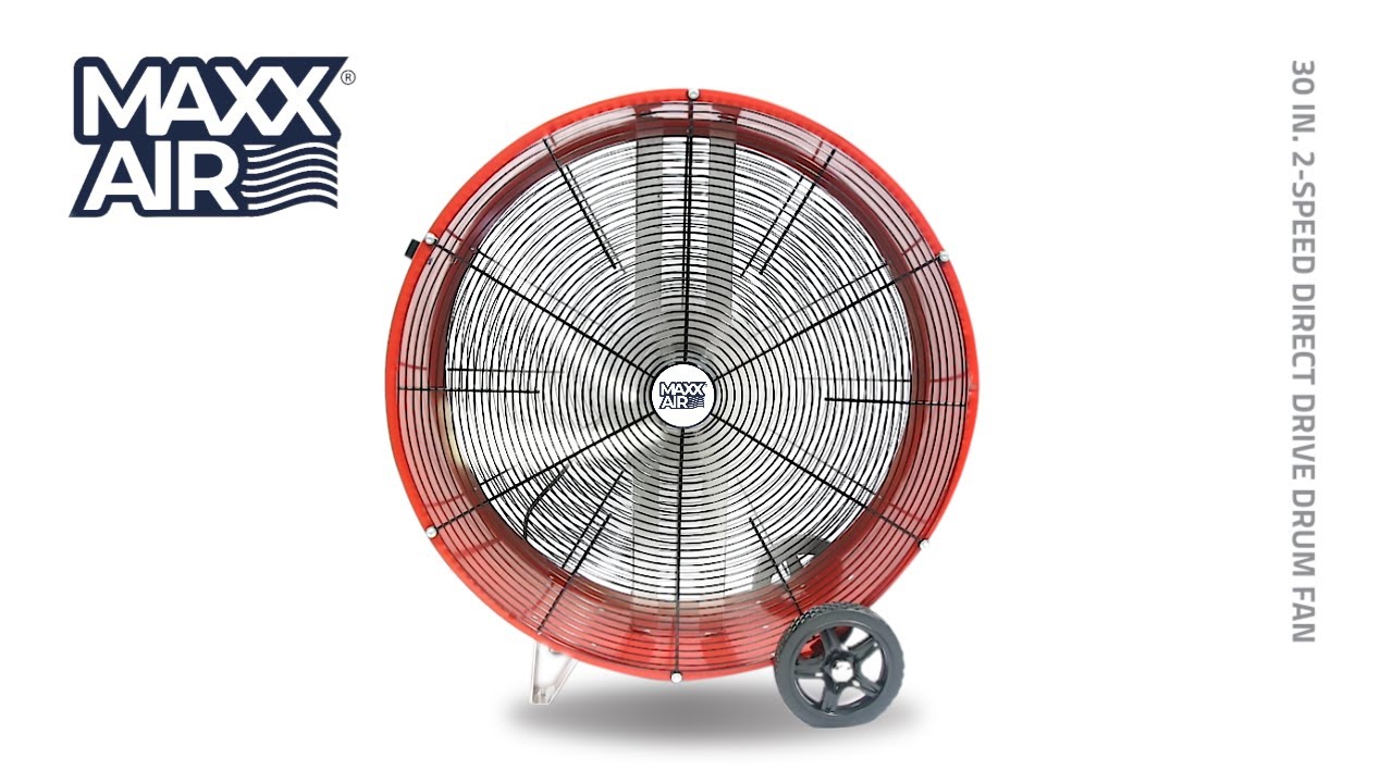Maxx Air BF30DD RED - 30 In. 2-Speed Direct Drive Drum Fan - YouTube