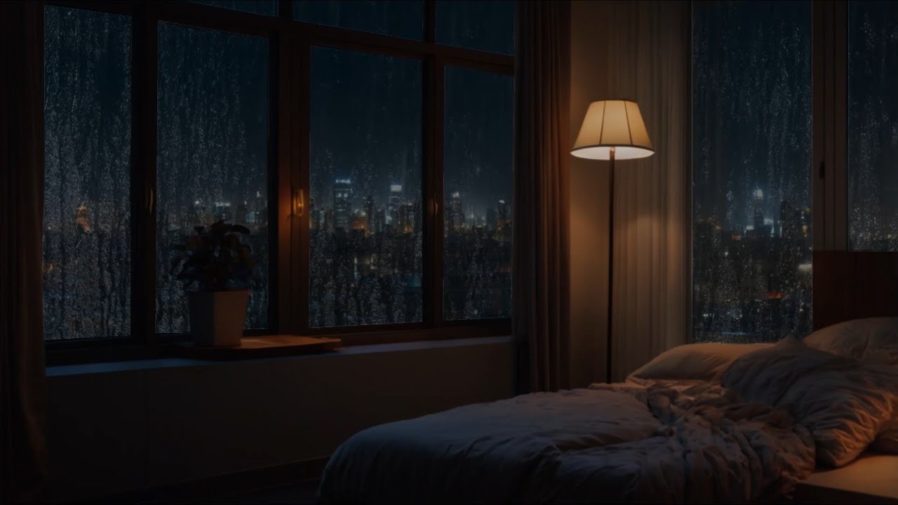 RAIN at NIGHT on Roof to Sleep Deep and Sleep Fast ⚡ ASMR, Reduce ...