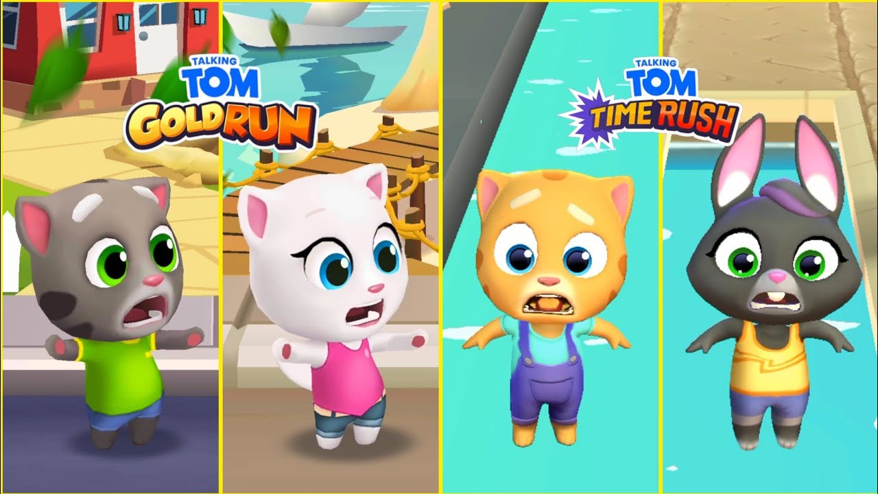 Talking Tom Gold Run Tom, Angela Vs Talking Tom Time Rush Ginger, Becca ...