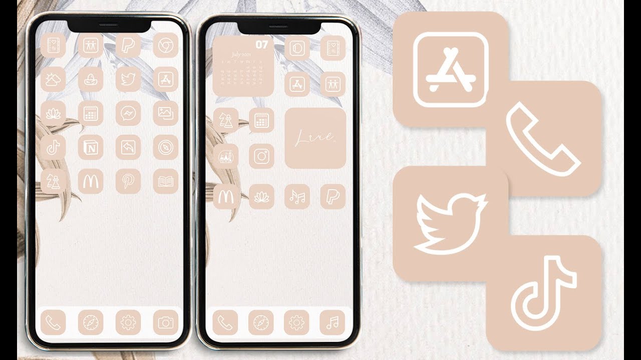 Light beige app icons - YouTube