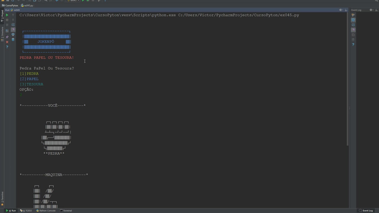 Pedra Papel E Tesoura Jokenpô Python Youtube
