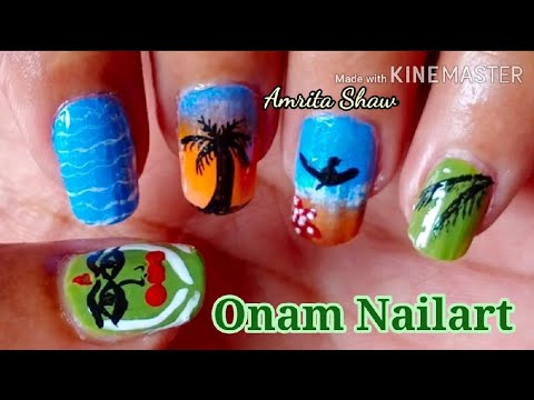 5- Easy Onam nail art designs/ Indian festival nail art tutorial- Onam ...