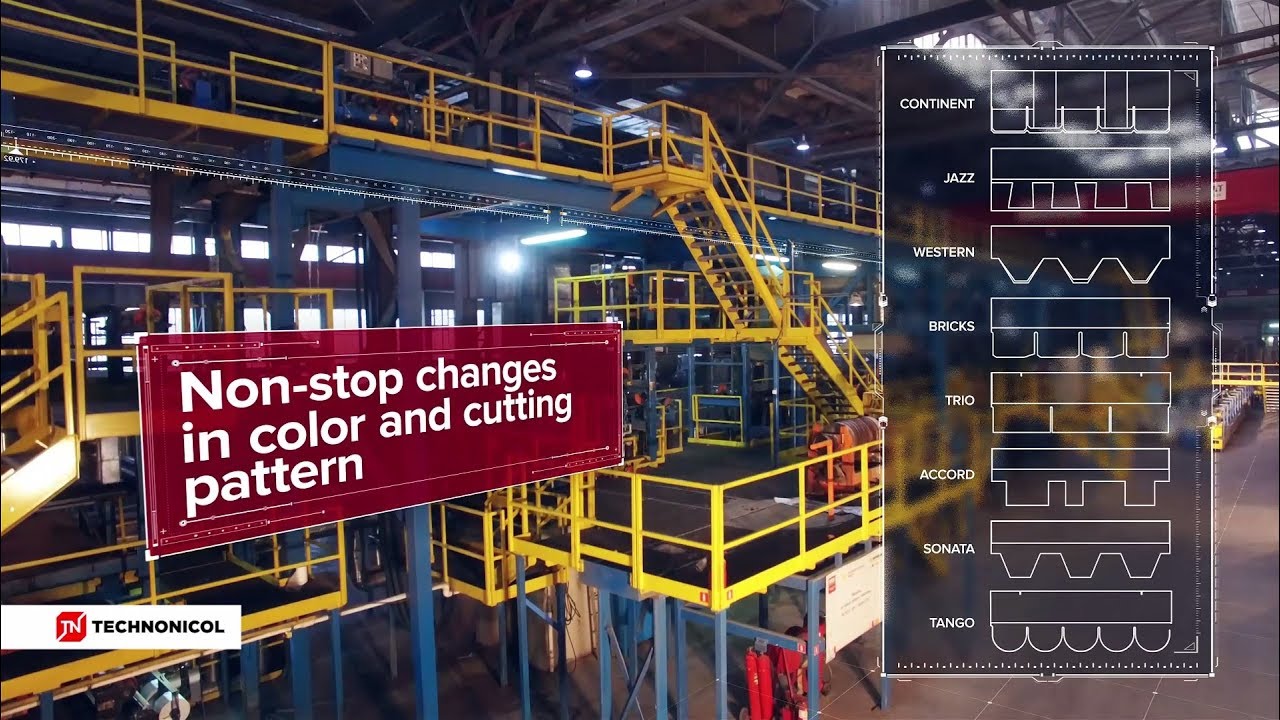 TECHNONICOL roofing shingles production - YouTube