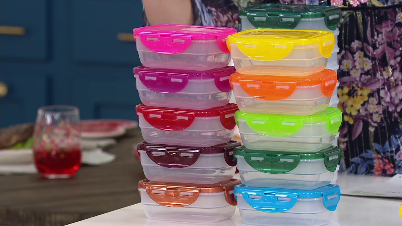 LocknLock Set of 10 Multi-Color Mini Rectangle Storage Set on QVC - YouTube