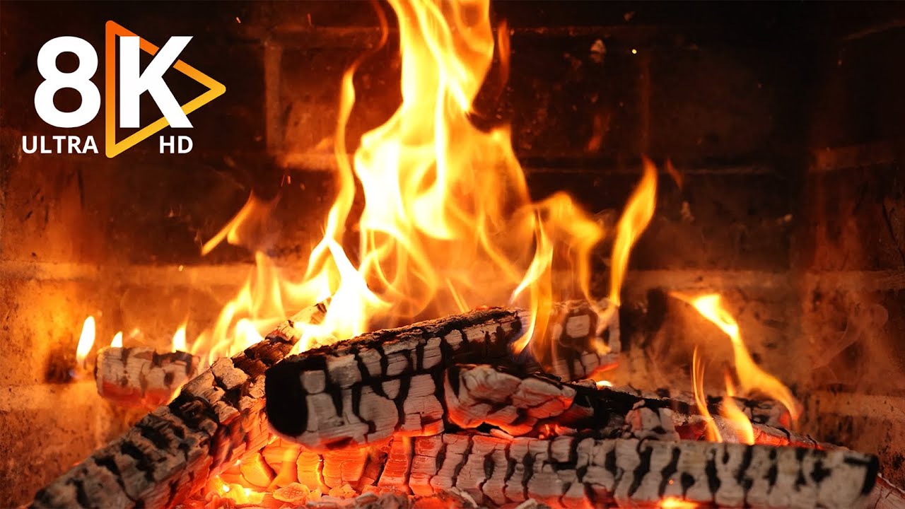 Burning Fireplace Glow with Gentle Crackling Logs and Burning Sounds a ...