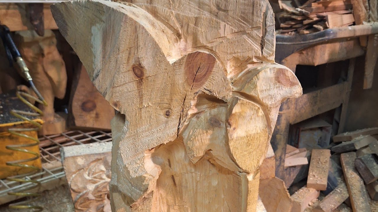chainsaw carving relief carving humming bird part 1 rough out - YouTube