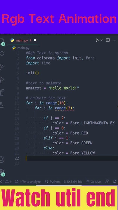Making A Rgb Text Animation With Python - Python Shorts #shorts - YouTube