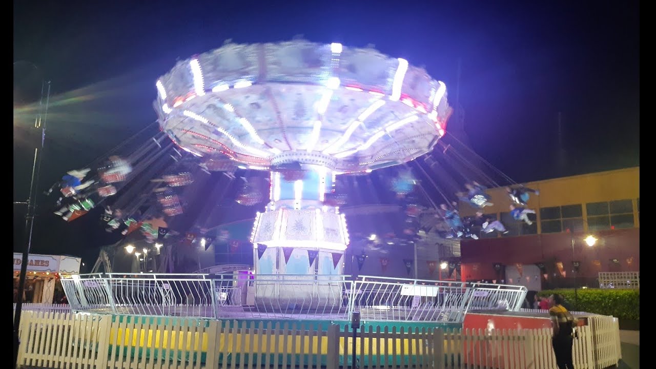 Butlins Minehead Late night funfair Chairoplanes ride POV - YouTube
