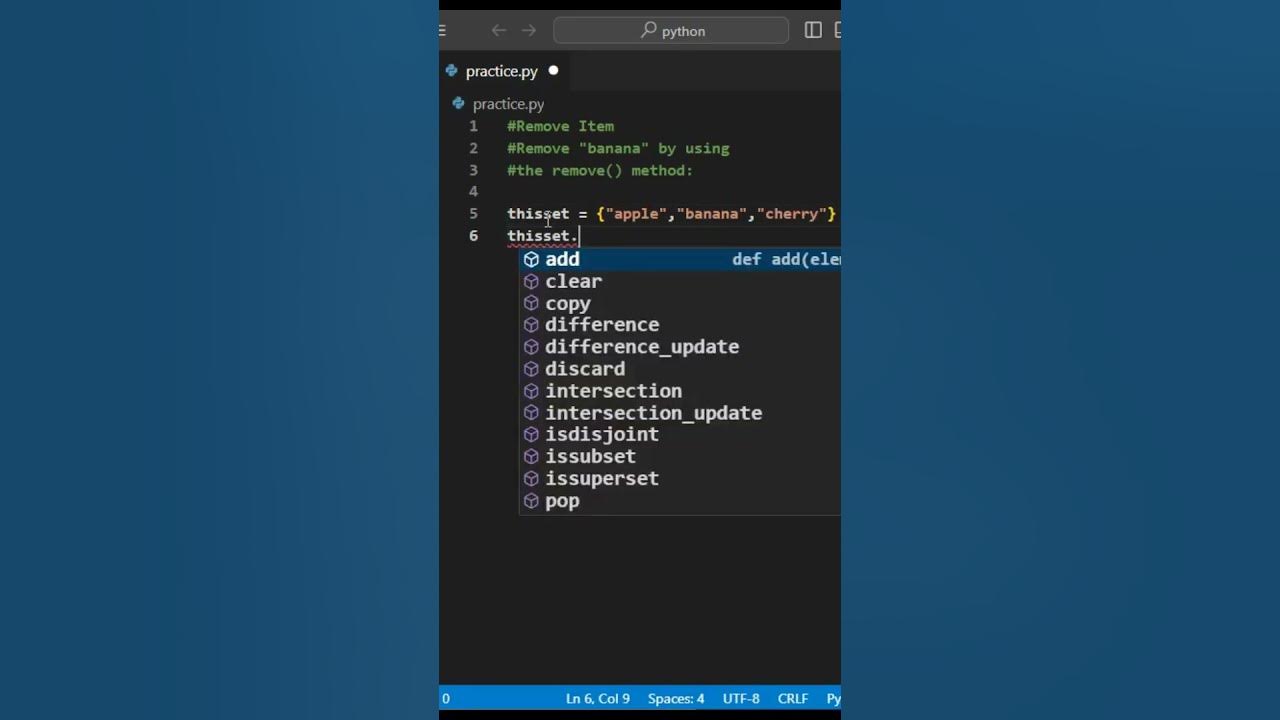 Remove Item Python Pythonprogramming Coding Code Programming Youtube