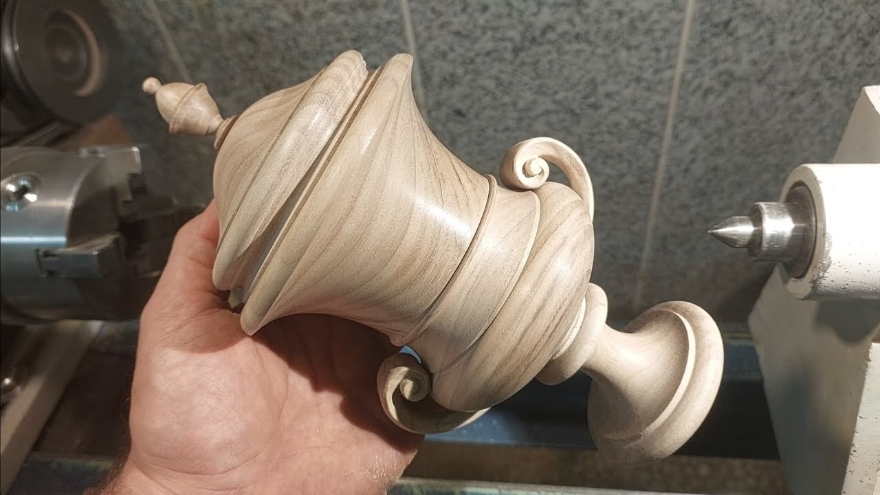 process of crafting a wooden cup using walnut wood #woodturning - YouTube