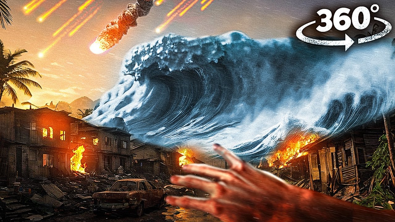 360° Beach Apocalypse - Tsunami Wave, Meteor Rain, Wildfire VR 360 ...