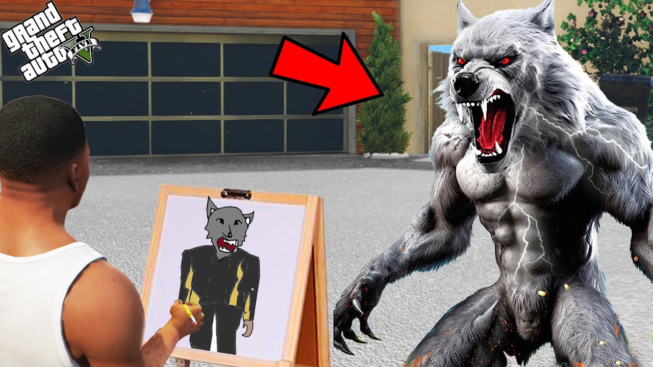 Franklin Using Magical Painting To Draw Scariest Werewolf In Gta V ...