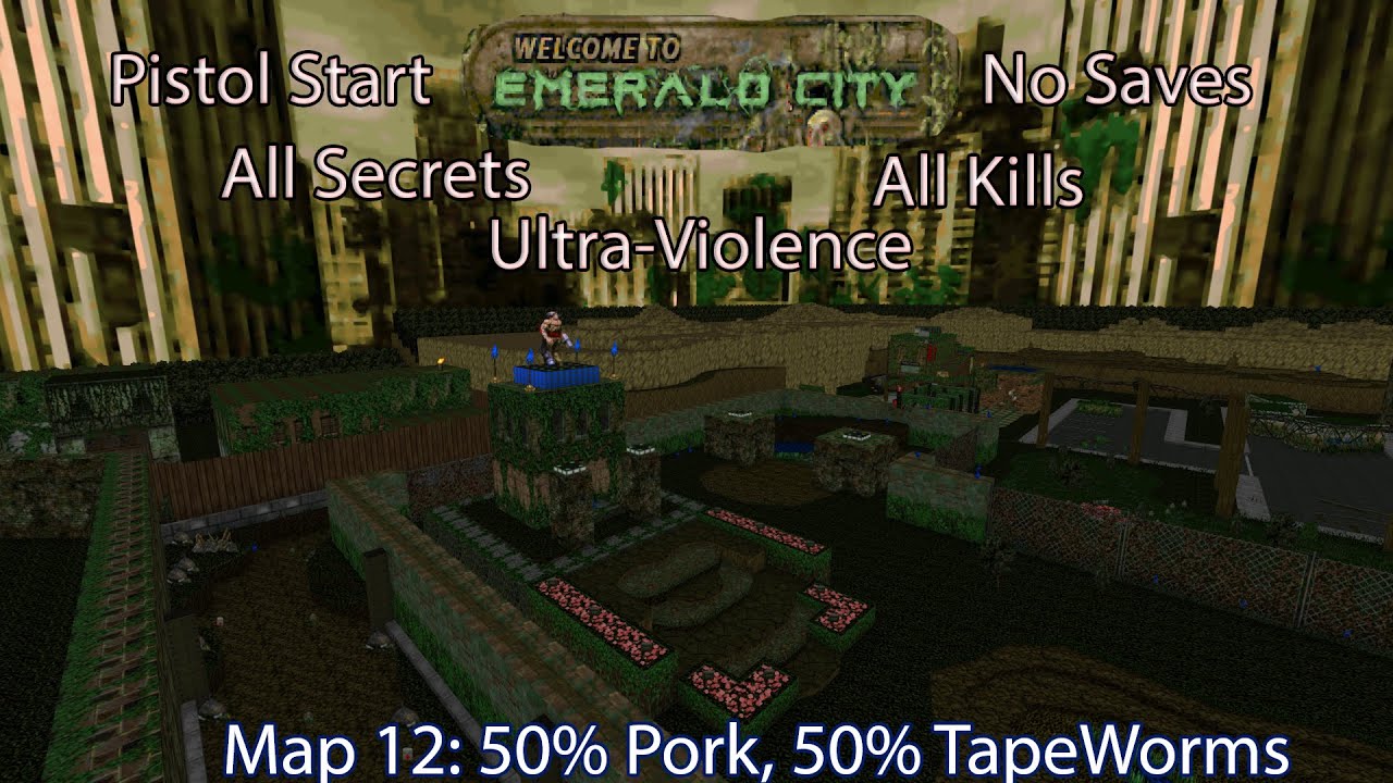 Doom 2 - Emerald City Map 12: 50% Pork, 50% TapeWorms (Ultra-Violence ...