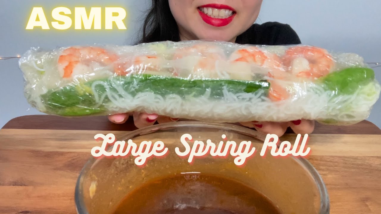 ASMR HUGE SHRIMP SPRING ROLL/ RICE PAPER BURRITO WRAP #messy #eating ...