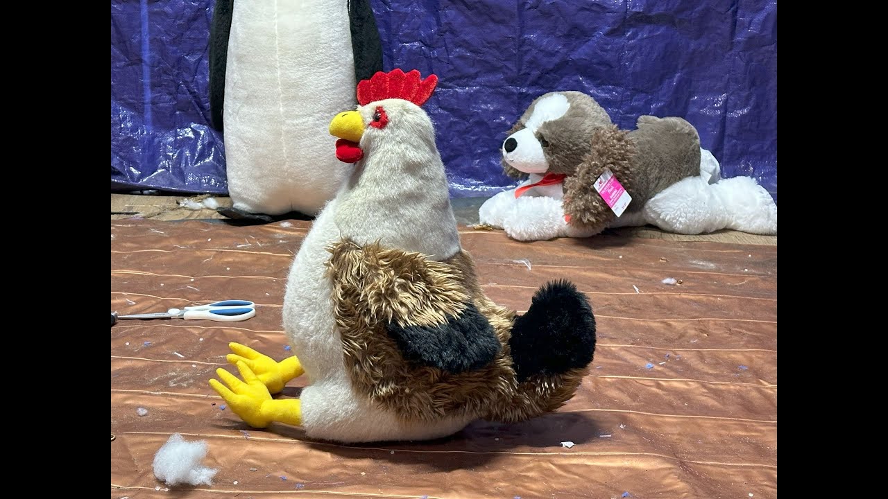 Destroy Stuffed Animal Chicken Classic Rip And Pull With Scissors ...