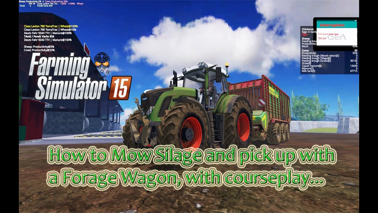 How to Mow and use a Forage Wagon with courseplay Farming Simulator ...