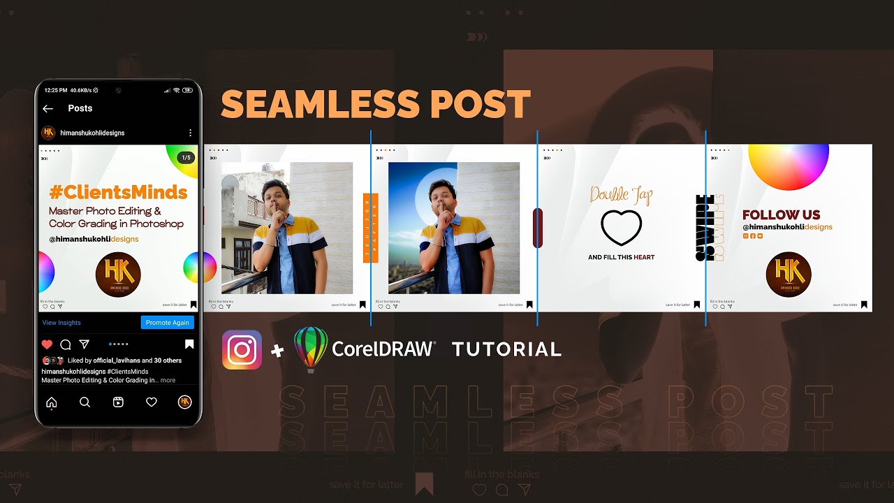 Easy Seamless Instagram Carousel || CorelDraw Tutorial - YouTube