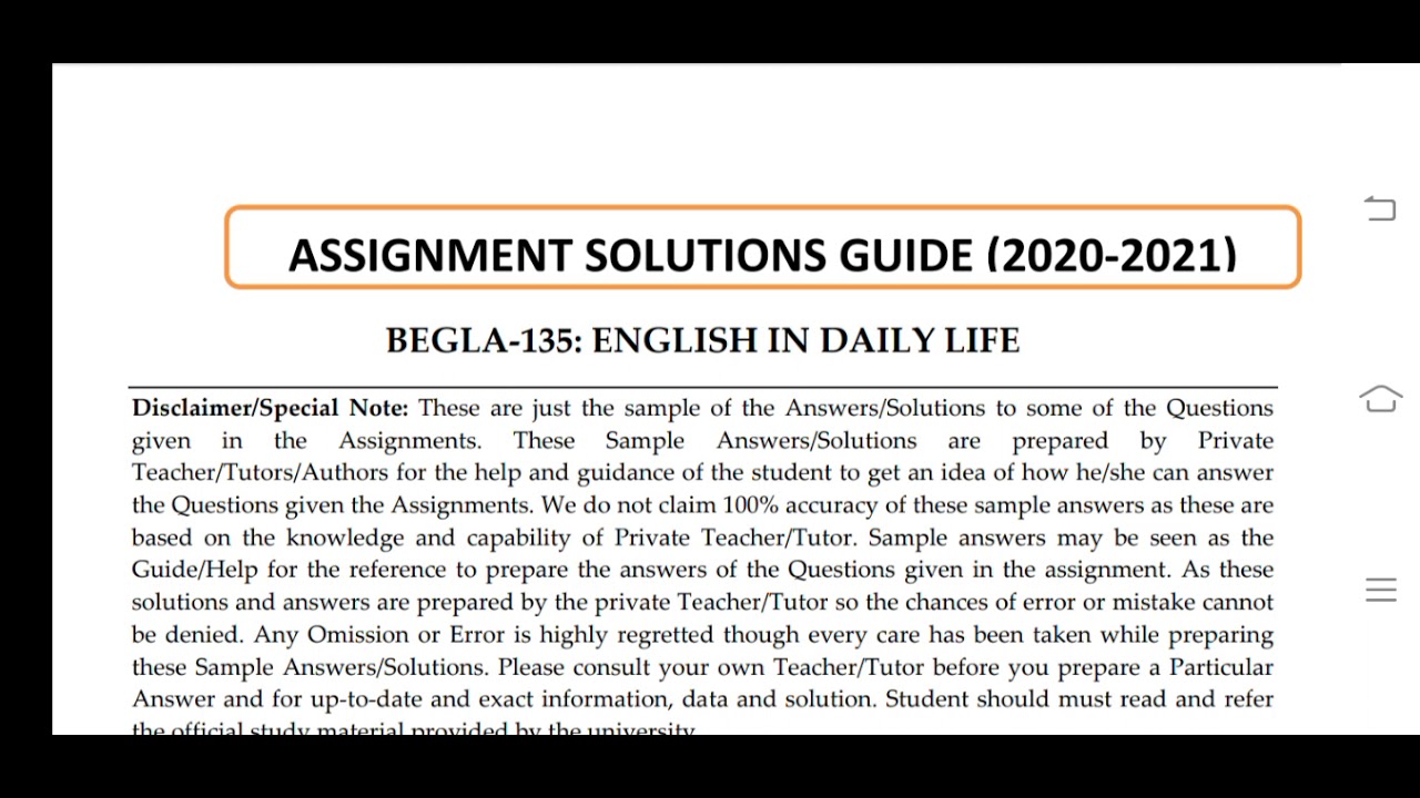 BEGLA 135 Ignou Solved Assignment - YouTube