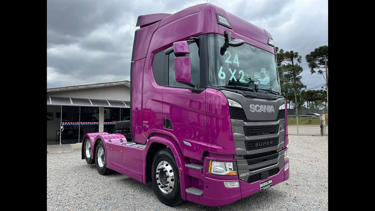 Scania R 460 Super Tração 6x2 ano 2024/24 Roxo *VENDIDO* - YouTube