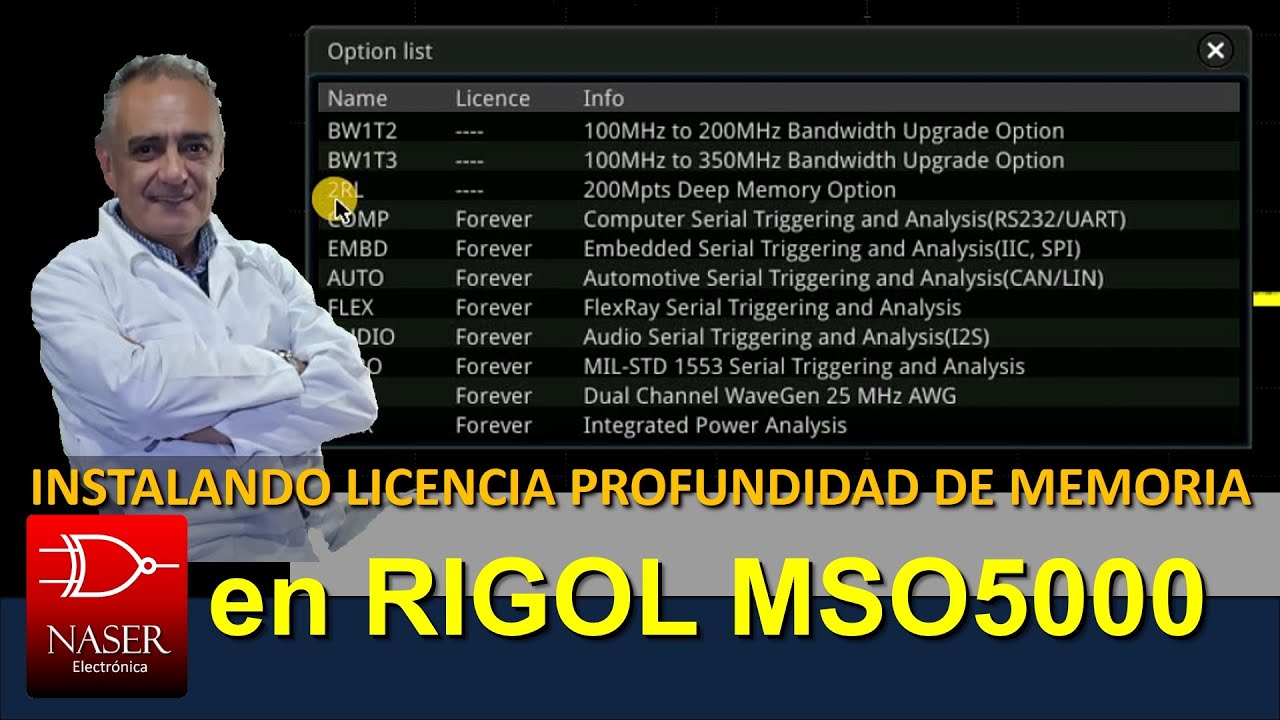 ACTIVAR e INSTALAR Licencia 2RL, Profundidad de Memoria RIGOL MSO5000 - YouTube