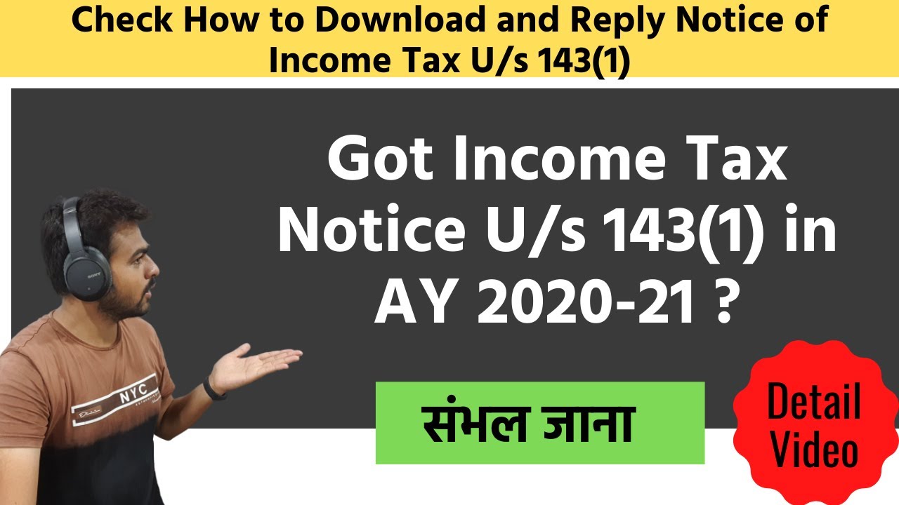 Income Tax Notice u/s 143(1) For AY 2021-21 | Download and Reply CPC ...