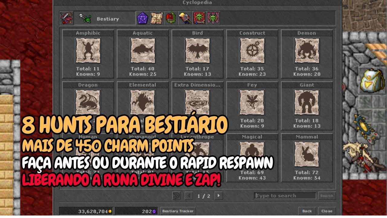 TIBIA - RAPID RESPAWN | 8 HUNTS PARA FAZER 450 CHARM POINTS ANTES OU ...