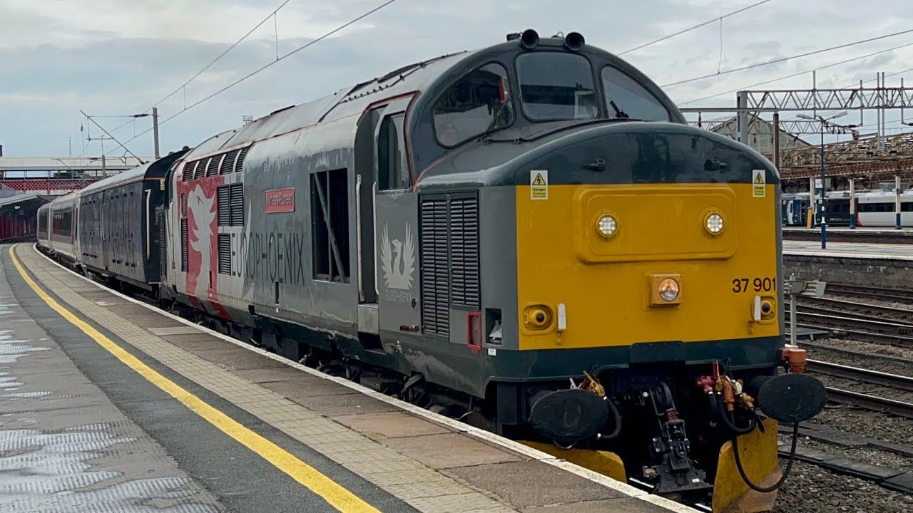 370901 + 37800 ROG Drag Class 175 leaving Crewe railway station - YouTube