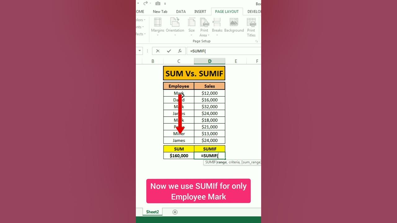 Sum Vs Sumif Function In Excel Shorts Youtube