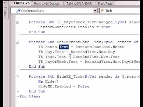 VB.NET - How to make a Microsoft Windows Talking Calendar - Tutorial - Roylyn Andrews - YouTube