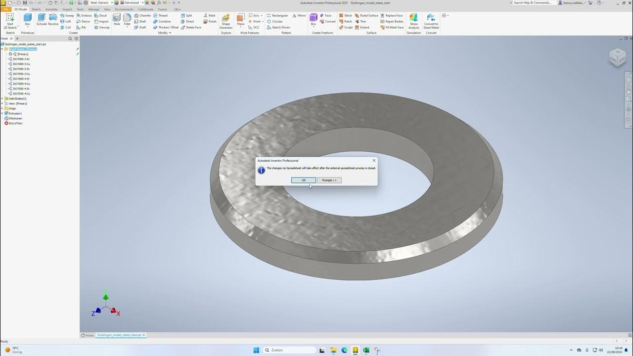 Autodesk Inventor Model States varianten aanvullen met Excel - YouTube