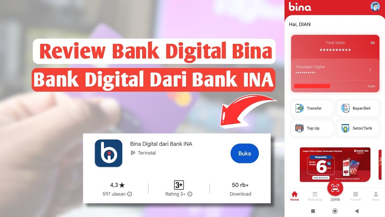 Review Bank Digital Bina By Bank INA - Gratis Transfer & Biaya Administrasi Bulanan!!! - YouTube