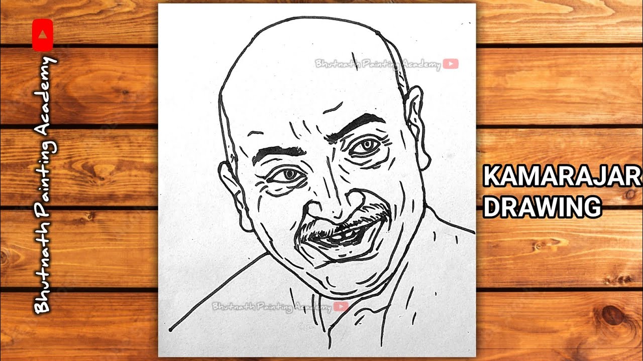 Kamarajar drawing outline easy step by step - YouTube