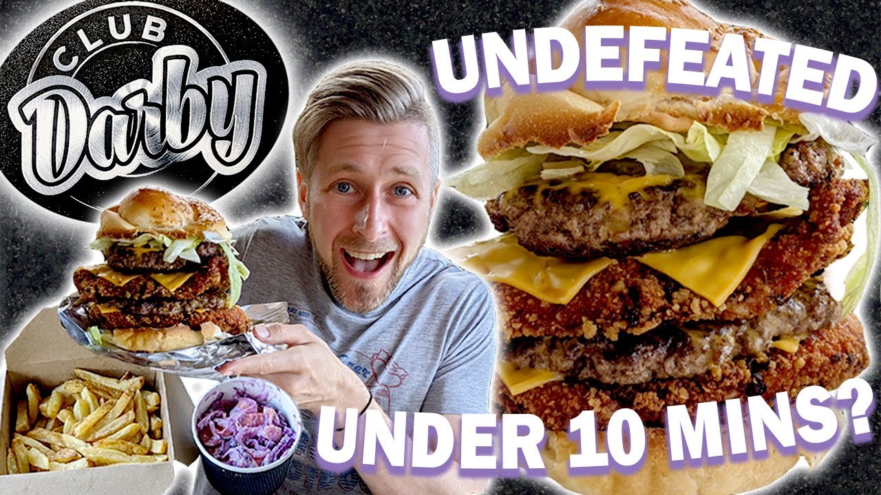 UNDEFEATED CLUB DARBY BURGER CHALLENGE – 10 MINUTE TIME LIMIT! Man vs ...