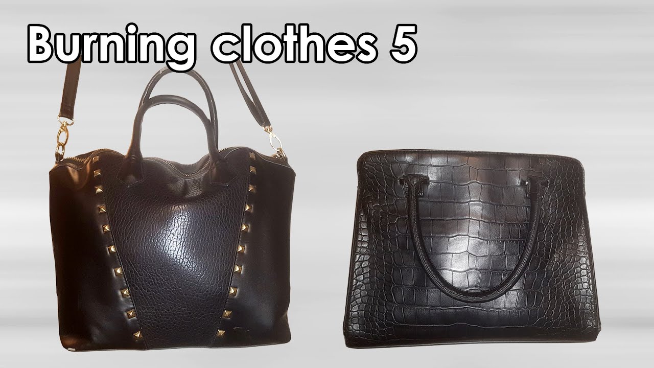 Burning two leather purses - YouTube