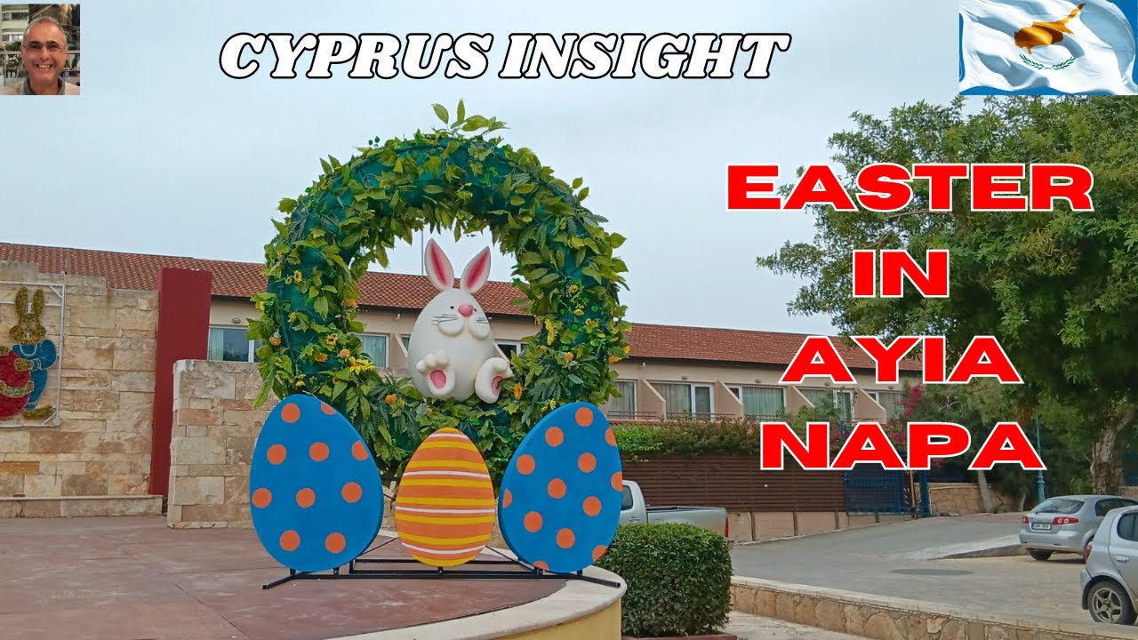 Easter Decorations at Ayia Napa Square Cyprus - Bunnies, Eggs & Candles ...